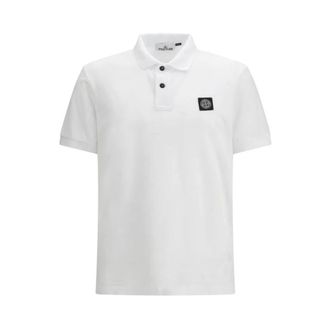 Stone Island Homme, Tops, Blanc, Taille: 2XL Polo en Coton avec Design Classique