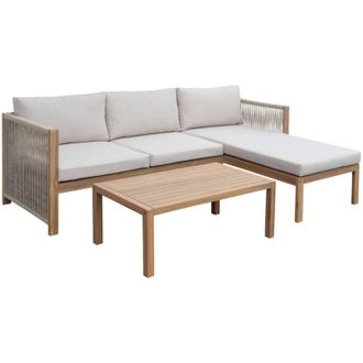 Sweeek Salon de jardin dangle bois dacacia. corde polyester 3 places table rectangulaire Naturel / Beige