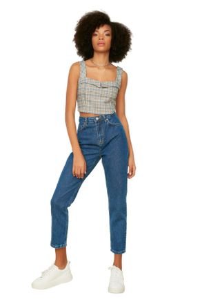 Trendyol Damen Trendyol High Waist Mom Jeans, Indigoblau, 34 EU
