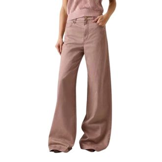 Guess Jean Large &agrave; Logo Brod&eacute; - Femme - Jeans - Rose - Taille: W26