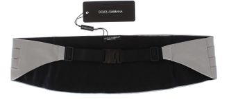 Dolce & Gabbana Mens Silver Wide Belt Silk Cummerbund