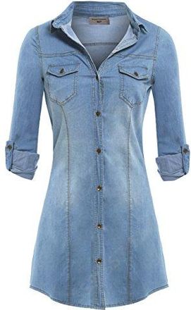 SS7 Femmes Neuf Jeans Extensible Robe Chemise Tailles 8-14 - Jean Bleu, EU 36