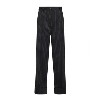 Dolce & Gabbana Gestreifte Bi-Stretch-Wollhose - - Trousers - Damen - Schwarzk - L