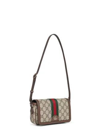 Gucci Womens Ophidia Mini Shoulder Bag Beige And Dark Brown Polyurethane