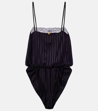 Versace Body en soie m&eacute;lang&eacute;e &agrave; rayures et dentelle