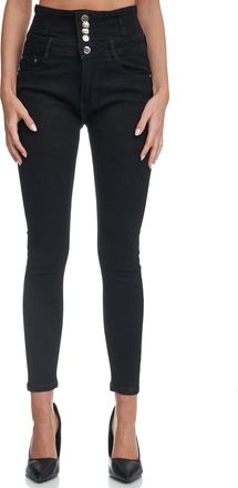 Elara Damen Jeans Stretch Skinny High Waist Chunkyrayan EL60 Schwarz-38 (M) P