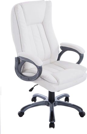 Clp B&uuml;rostuhl XXL Bern Mit Kunstleder | Ergonomischer B&uuml;rosessel Mit Verstellbarer Sitzh&ouml;he | Drehstuhl Mit Laufrollen, Farbe:wei&szlig;