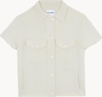 Kujten Veste cachemire courte jacquard denim, 4 fils - Veste Jessinda