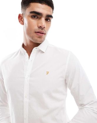 Farah Yorke - Chemise en popeline &agrave; manches longues - Blanc