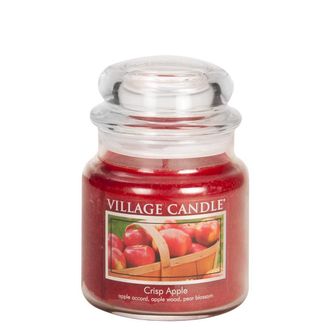 Village Candle 106316301 knackiger Apfel Duftkerze, 454 g, Glas, rot, 10.2 x 10.1 cm