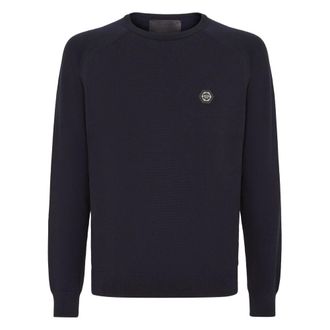 Philipp Plein Baumwollpullover Rundhals Langarm - - Knitwear - Herren - Blau - 3XL