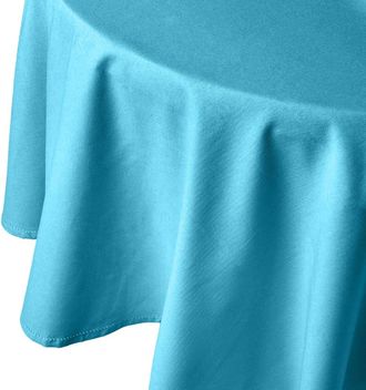 Homescapes Hellblaue Tischdecke rund mit Hohlsaum aus 100% Baumwolle 178 cm, rundes Tischtuch, waschbar & pflegeleicht
