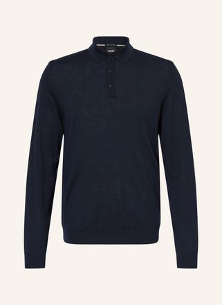 HUGO BOSS Strick-Poloshirt Lancione blau