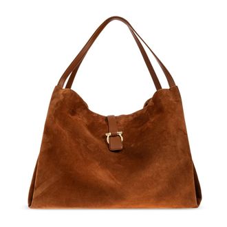 Ferragamo Suede Shopper Bag - - Bags - Damen - Braun - ONE SIZE