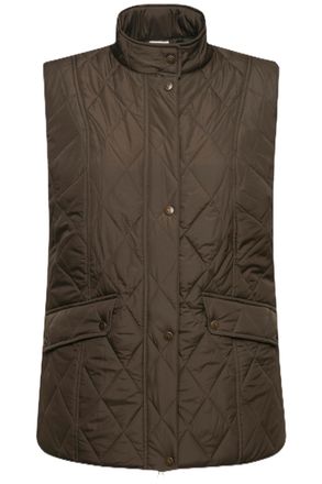 Ulla Popken Damen gro&szlig;e Gr&ouml;&szlig;en &Uuml;bergr&ouml;&szlig;en Plus Size Steppweste, wasserabweisend, Fasanen-Futter, &auml;rmellos dunkles olive 50+ 821171119-50+