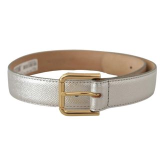 Dolce & Gabbana Silbernes Leder-Logo-Tailleng&uuml;rtel - - Accessories - Damen - Grau - ONE SIZE