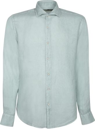 Dell'Oglio Homme, Chemises, Vert, Taille: L Linen Shirt
