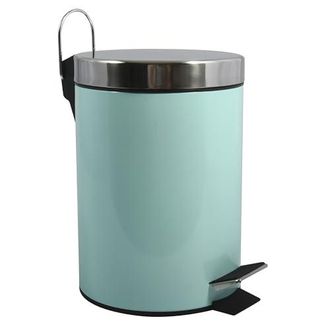 MSV Kosmetikeimer fürs Bad - Edelstahl mit herausnehmbarem Inneneimer - Stylischer Treteimer - Kompakt und Praktisch - Pastellgrün - 3L