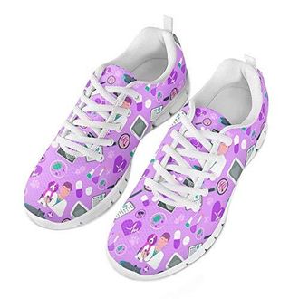 CHAQLIN Dessin animé Dentiste Sneakers Femmes Dentiste Soins Infirmière Chaussures Femmes Lacets Running Baskets Infirmière Cadeau Taille 42 EU