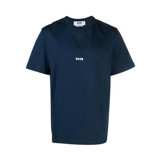 Msgm Msgm, Homme, Tops, Bleu, Taille: XL T-shirt Coton Bleu Marine