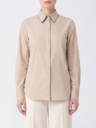 Brunello Cucinelli Baumwollbluse mit Schluppe und Monili-Detail