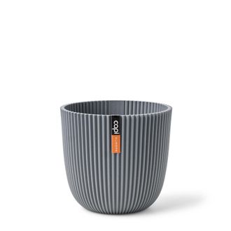 Capi Europe Blumentopf Kugel Groove Made with Textil grau - 28x27 - Blument&ouml;pfe f&uuml;r drinnen und drau&szlig;en - Hergestellt aus recycelten Materialien