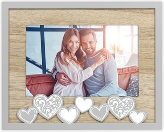 ZEP Bilderrahmen f&uuml;r Tischfotos 10 x 15 cm - Elegantes Design aus Holz mit Herzdekorationen - Perfekt f&uuml;r Zuhause und B&uuml;ro, Freunde oder Liebhaber