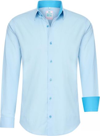 Rusty Neal Herren-Hemd Pastellfarben Premium Slim Fit Langarm Cotton-Stretch Kontrast Hemd Business-Hemden Freizeithemd 66, Gr&ouml;&szlig;e:XL, Farbe:Aqua