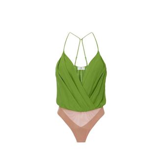 Elisabetta Franchi Femme, Tops, Vert, Taille: 40 FR Viscose Georgette Bodysuit