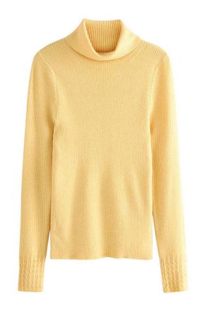 Next Strickpullover Gerippter Rollkragenpullover mit Wollanteil (1-tlg)