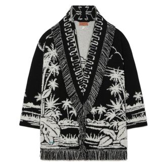 Alanui Femme, Pulls, Noir, Taille: 40 FR Palm Grove Tales Cardigan