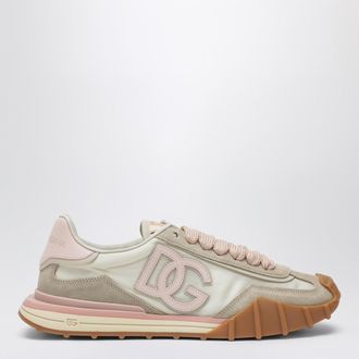 Dolce & Gabbana DG Athletic Sneaker aus Stoff und Leder in Elfenbein und Rosa