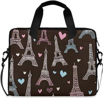 Alaza Sac pour ordinateur portable de 40,6 &agrave; 15,6 pouces, tour Eiffel en coeur de Paris, sac pour ordinateur portable pour femme, homme, &eacute;tudiant, travail, 
