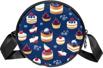 Generic Sac &agrave; bandouli&egrave;re Circle pour femme, petit sac &agrave; bandouli&egrave;re bleu avec fermeture &eacute;clair, bretelles r&eacute;glables, sac &agrave; main rond d&eacute;contract&eacute; pour femmes 