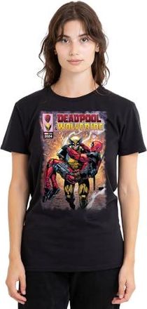 Deadpool mandarin creative ltd Wolverine Saves Deadpool Comic Ladies T Shirt, Black, Noir, XL Femme