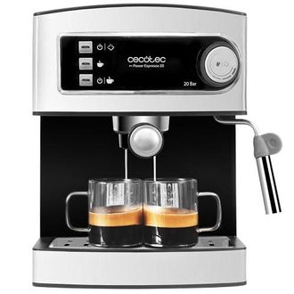Cecotec Express-Kaffeemaschine f&uuml;r Espresso und Cappuccino Power Espresso 20, 850 W, 20 bar, 2 Tassen, Zerst&auml;uber, 1,5 l, Doppelarm, Warmhaltefach, Kontrollle