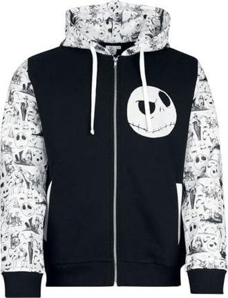 The Nightmare Before Christmas LÉtrange Noël De Monsieur Jack Jack Homme Sweat-Shirt zippé à Capuche Noir/Blanc XXL