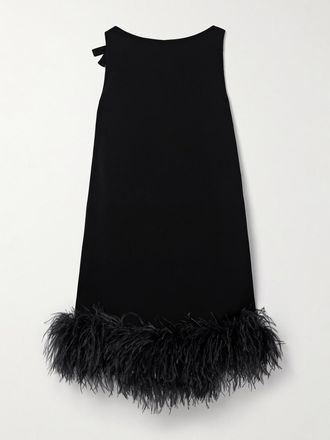 Valentino Garavani Mini-robe En Cr&ecirc;pe &Agrave; Plumes - Noir