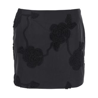Rotate Flower Mini Skirt - - Skirts - Damen - Schwarzk - 4XS