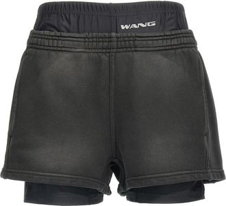 Alexander Wang Femme, Shorts, Noir, Taille: 38 FR Layered Cotton Shorts