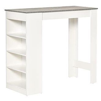 HOMCOM Table de Bar pour 2 Personnes, Table Haute Mange Debout avec 4 &eacute;tag&egrave;res Ouvertes, pour Petits espaces, Cuisine, Salon, 115 x 50 x 102,7 cm, Style Mode