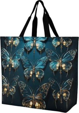 Generic Papillon Bleu Sac Cabas L&eacute;ger Sacs R&eacute;utilisable Sac A Main Femmes Pour Quotidienne Plage Shopping