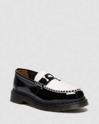 Dr. Martens Penton Heart Zweifarbige Lackleder Loafer in Schwarz, Gr&ouml;&szlig;e: 36