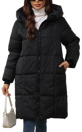 Feoya Steppmantel Damen Winter Lang Wintermantel Warm Gef&uuml;ttert Gesteppt Outwear Daunenmantel Tag XL=EU L