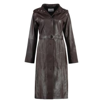 Yves Salomon Lamfelljacke mit Tailleng&uuml;rtel - - Coats - Damen - Braun - S