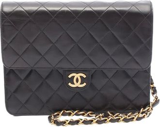 Chanel 1997-1999 gesteppte Single Flap Umhängetasche - Schwarz