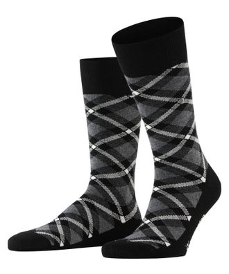 Burlington Herren Socken Tartan M So Baumwolle gemustert 1 Paar, Schwarz Black 3000, 40-46