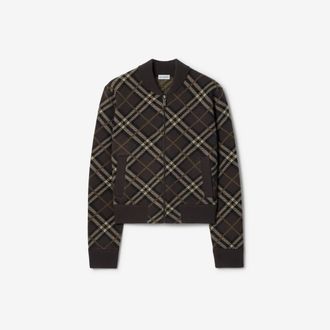 Burberry Bomber en laine et cachemire Check, Size: XS