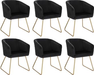 Woltu Esszimmerstühle 6er Set Küchenstuhl Polsterstuhl Schminktisch Stuhl Wohnzimmerstuhl, Sessel mit Armlehne, Sitzfläche aus Samt, Metall Gold Beine, Schw