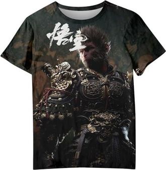 Generic Black Myth Wukong Tee Shirt Homme T-Shirts à Manches Courtes T Shirt Imprimé à Col Rond Tshirt Ete (S-3XL)